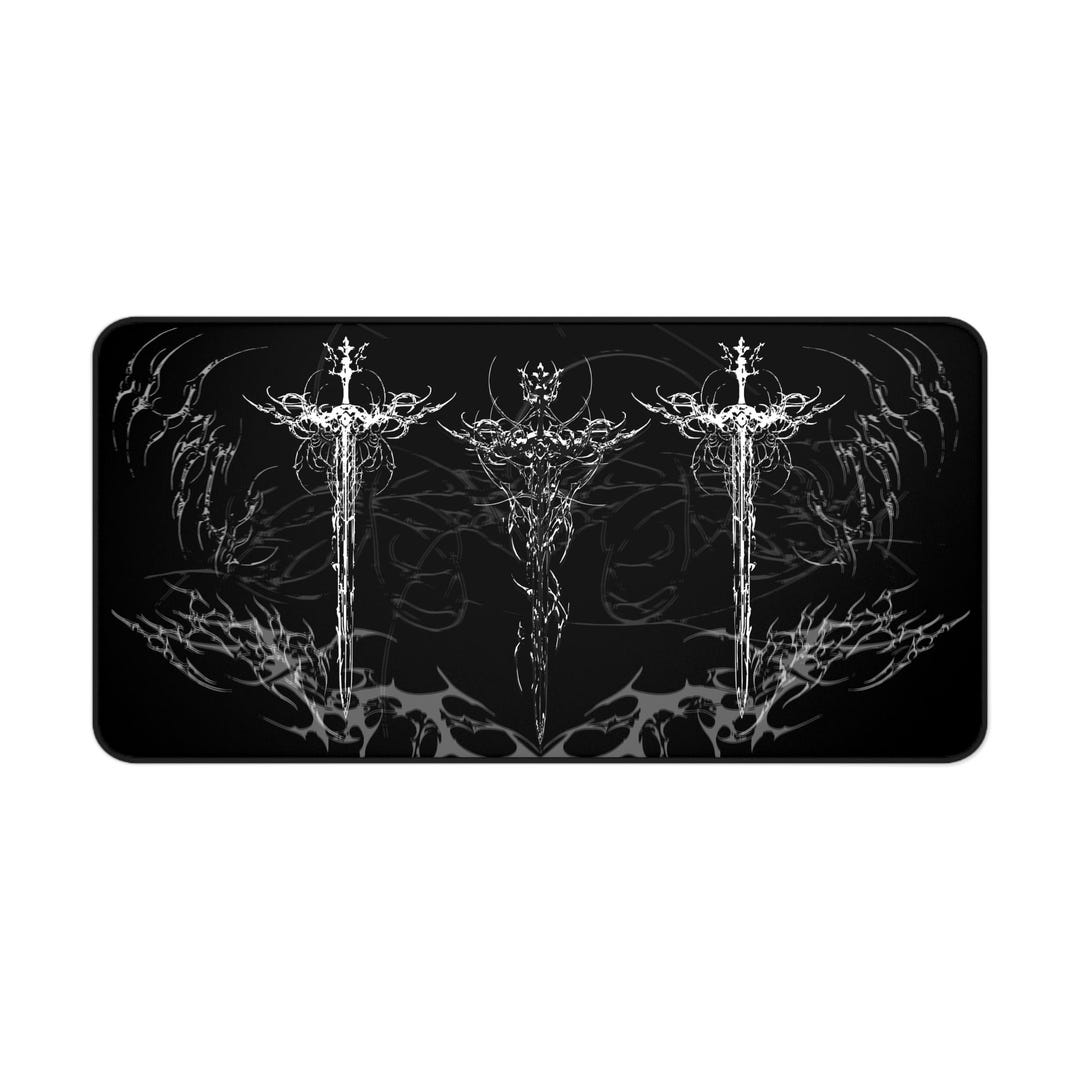Cybersigilism Swords Desk Mat, Vibrating Background Gaming Mouse Pad ...