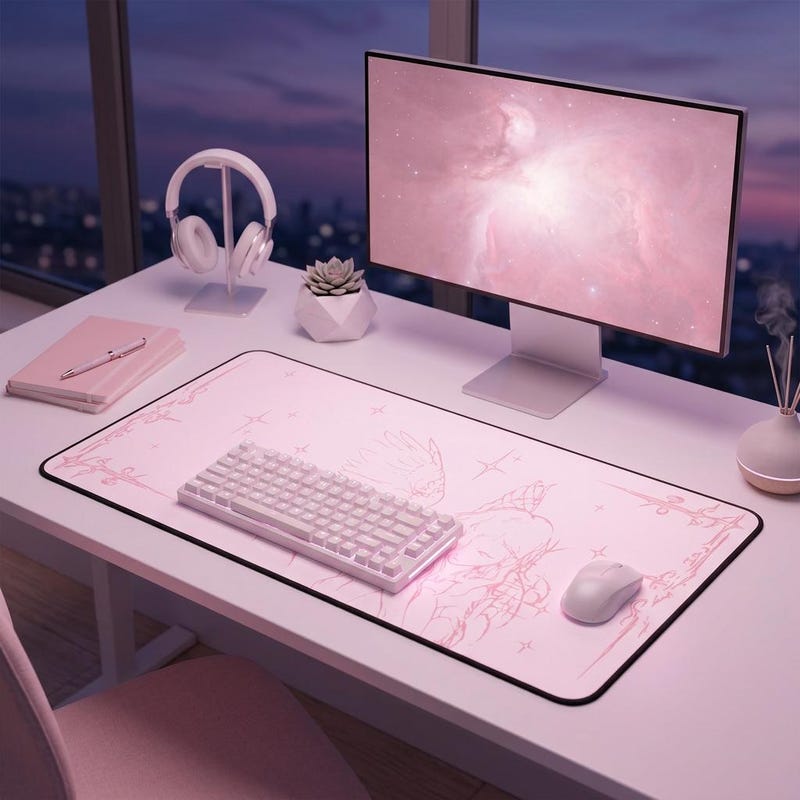 Pink Anime Computer Mat - Etsy UK