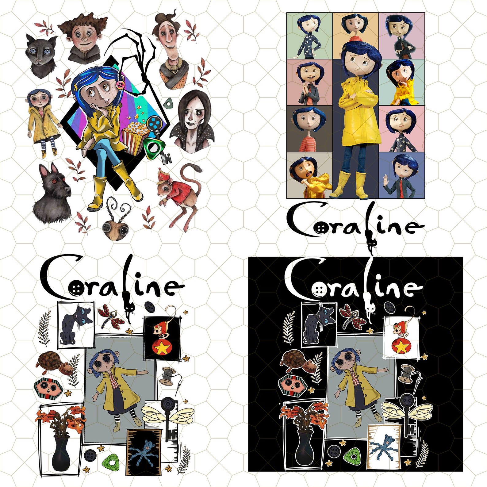 Coraline Png, Halloween Coraline Png, Spooky Movie Png, Coraline Doll ...