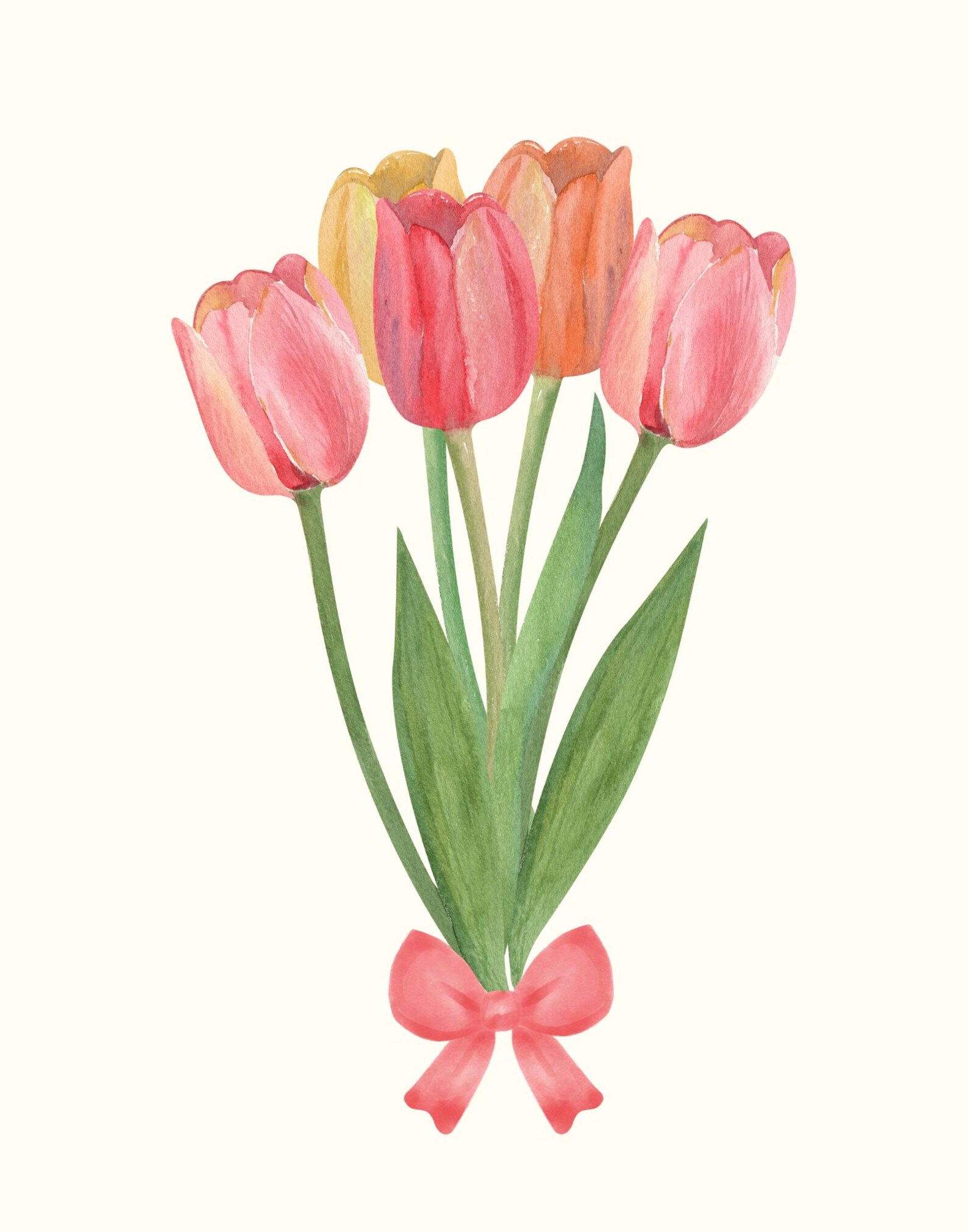 Pink Watercolor Tulip Digital Print, Trendy Flower Digital Print ...