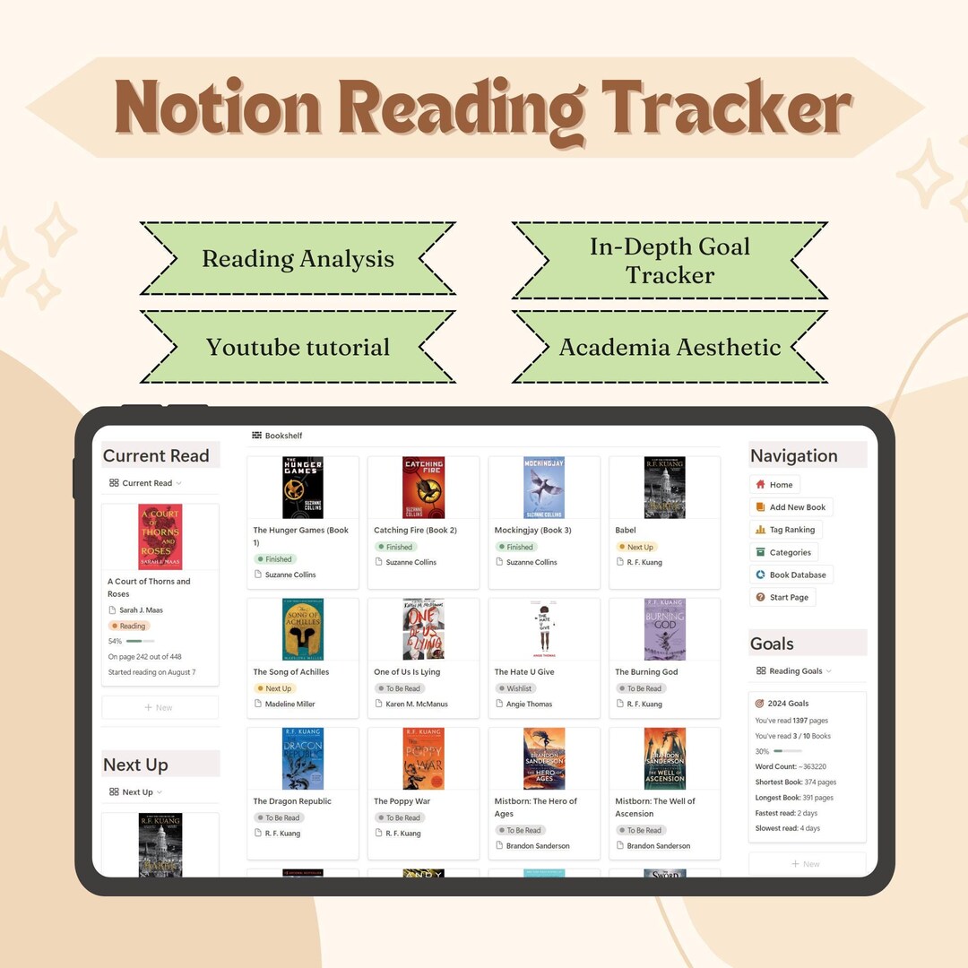 Notion Reading Tracker Template Book Tracker Reading Log Notion ...