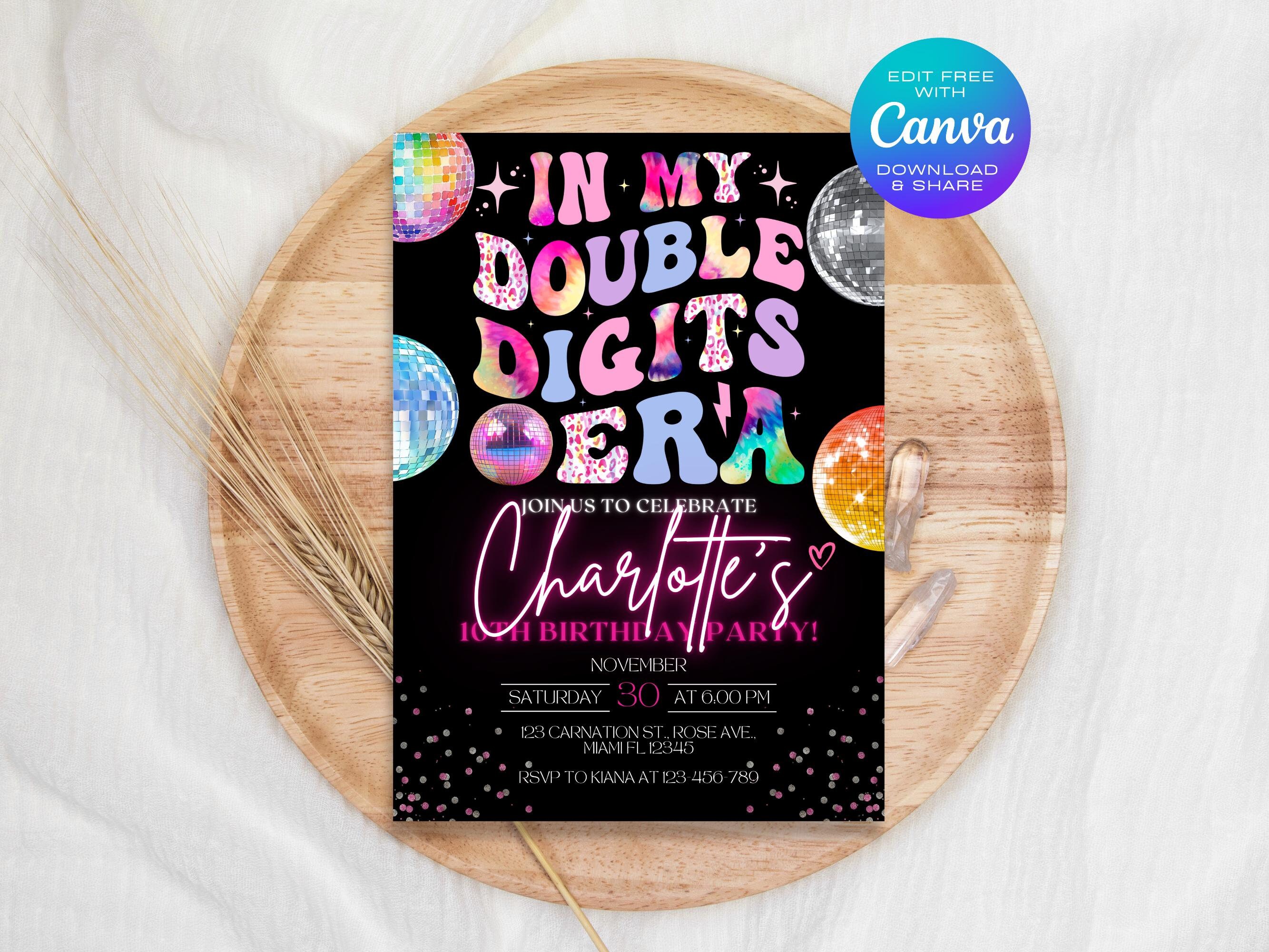 Editable in My Double Digits Era Invitation, Double Digits Era ...