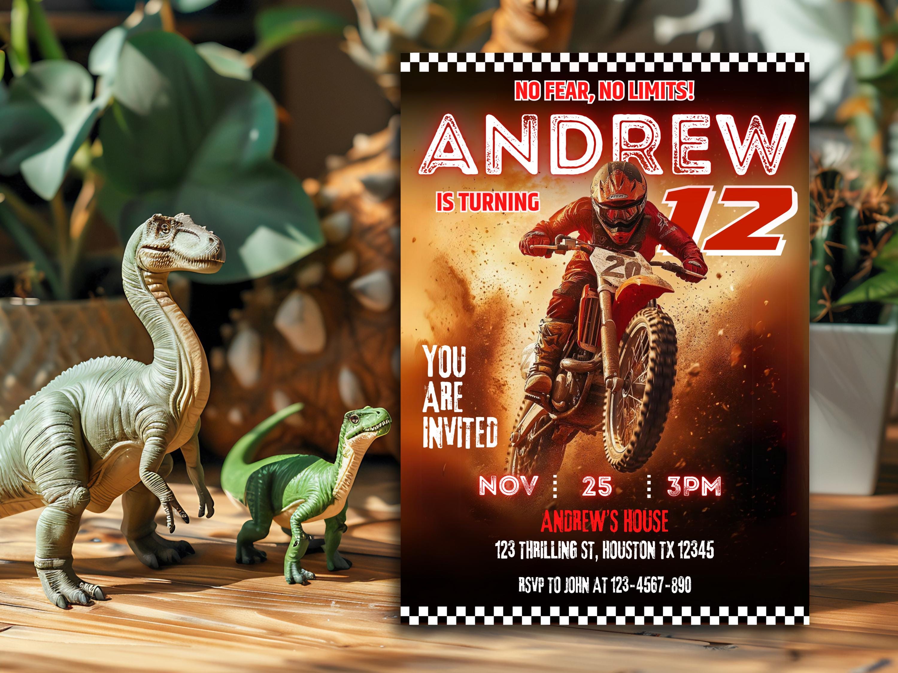 Editable Motorcross Birthday Invitation, Dirt Bike Birthday Invitation ...