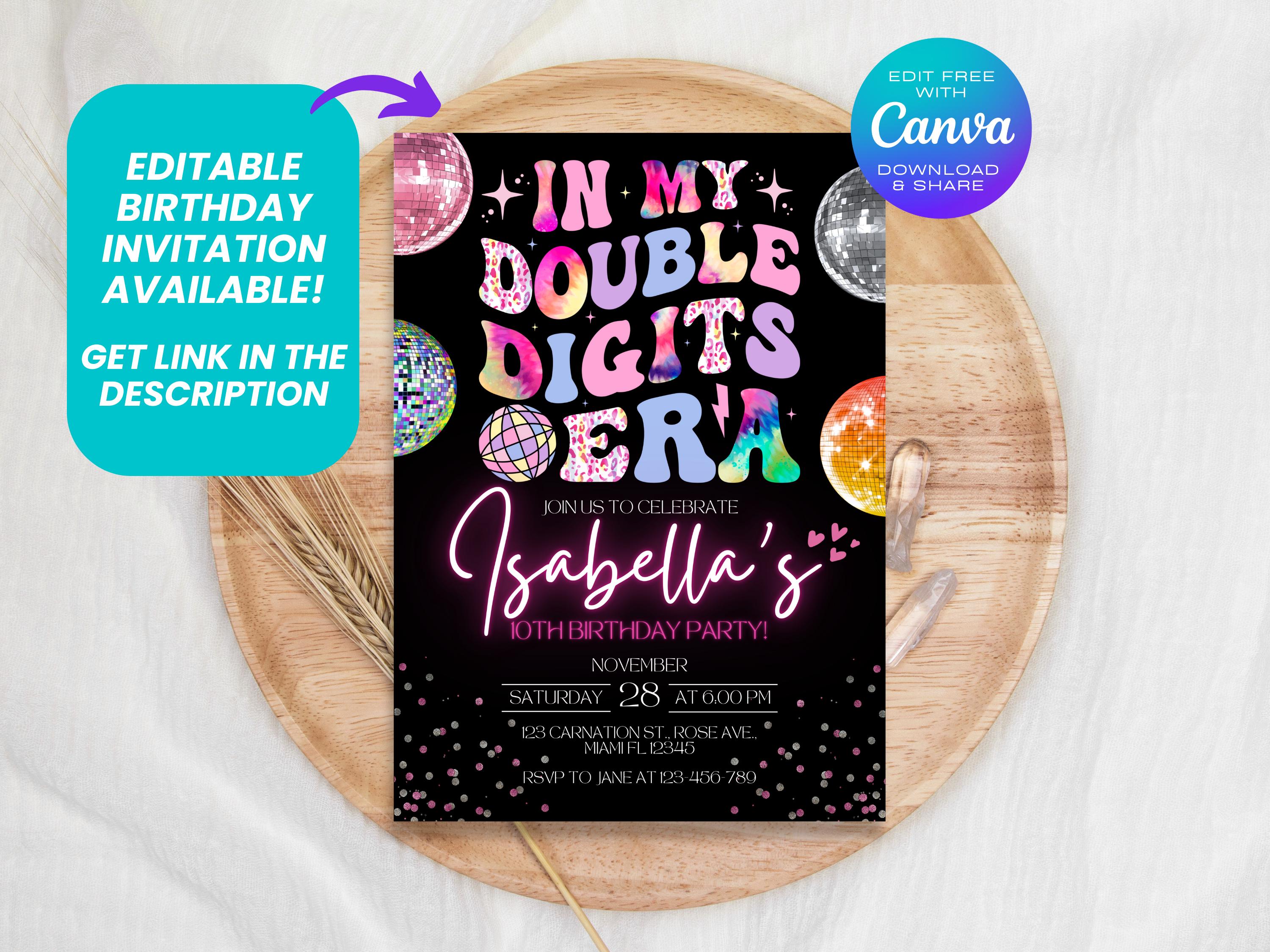 Editable in My Double Digit Era Cake Topper, Retro Birthday Cake Topper ...