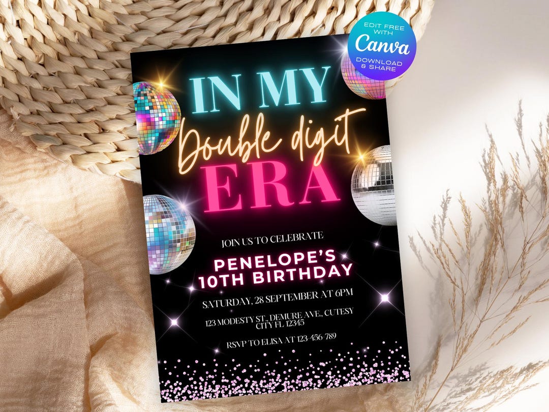 Double Digits Era Birthday Invitation Birthday Invite Canva Editable ...
