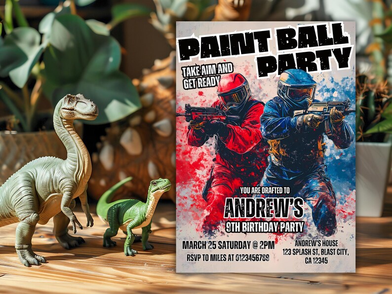 Editable Paintball Birthday Invitation, Airsoft Birthday Invite, Paint ...