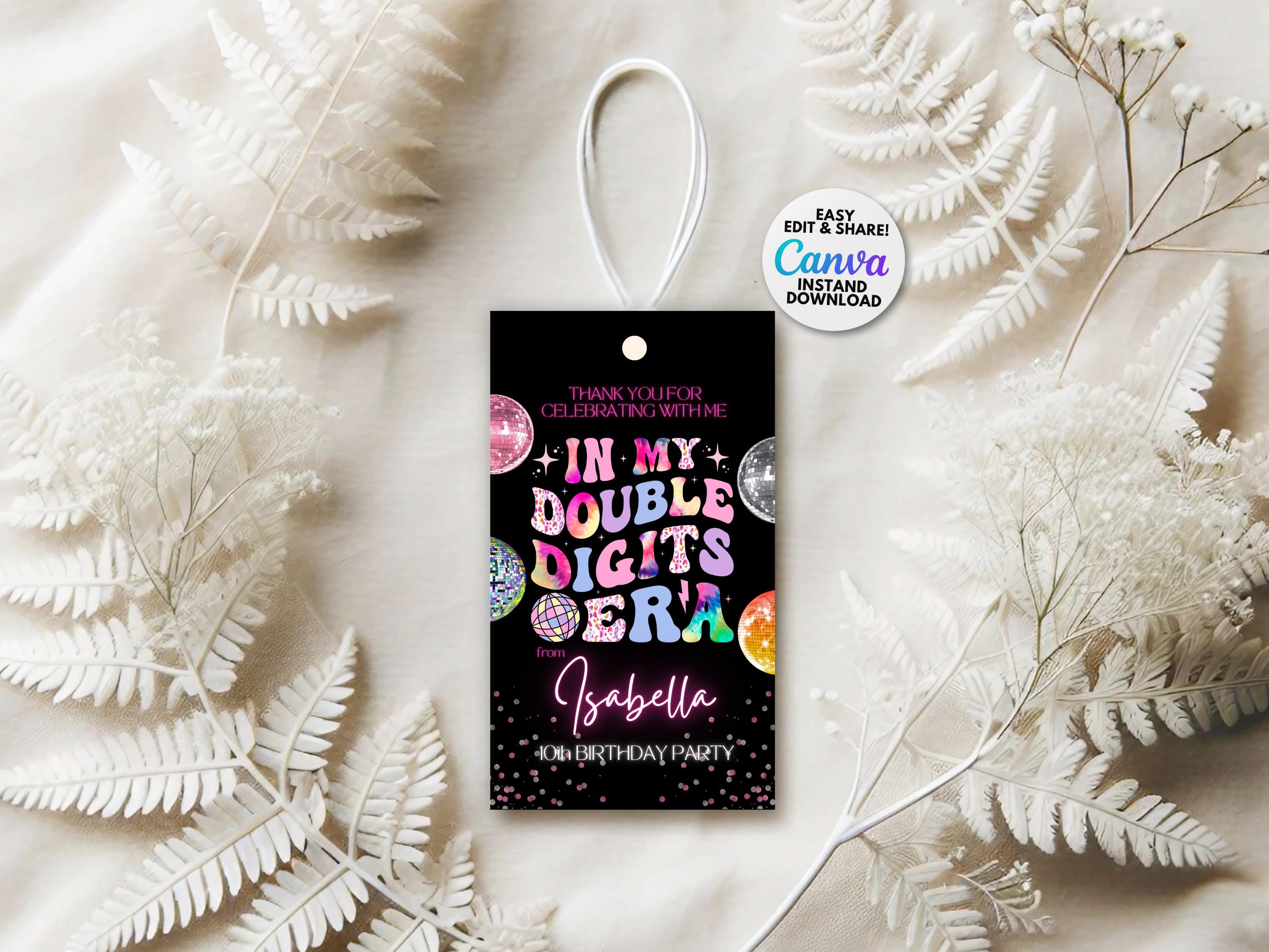 Editable in My Double Digit Era Cake Topper, Retro Birthday Cake Topper ...