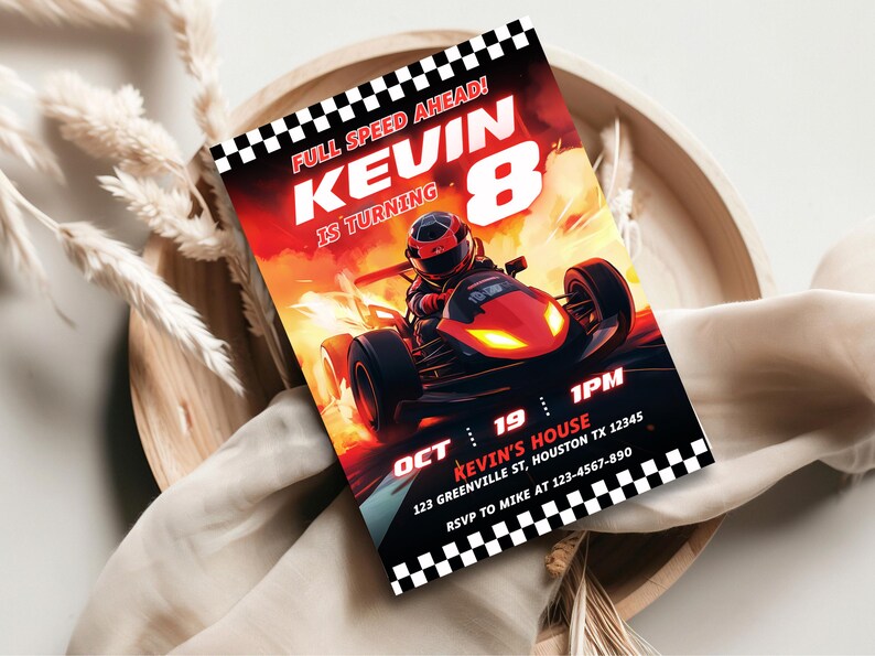 Editable Gokart Invitation, Go Kart Birthday Party Invitation, Go Kart ...