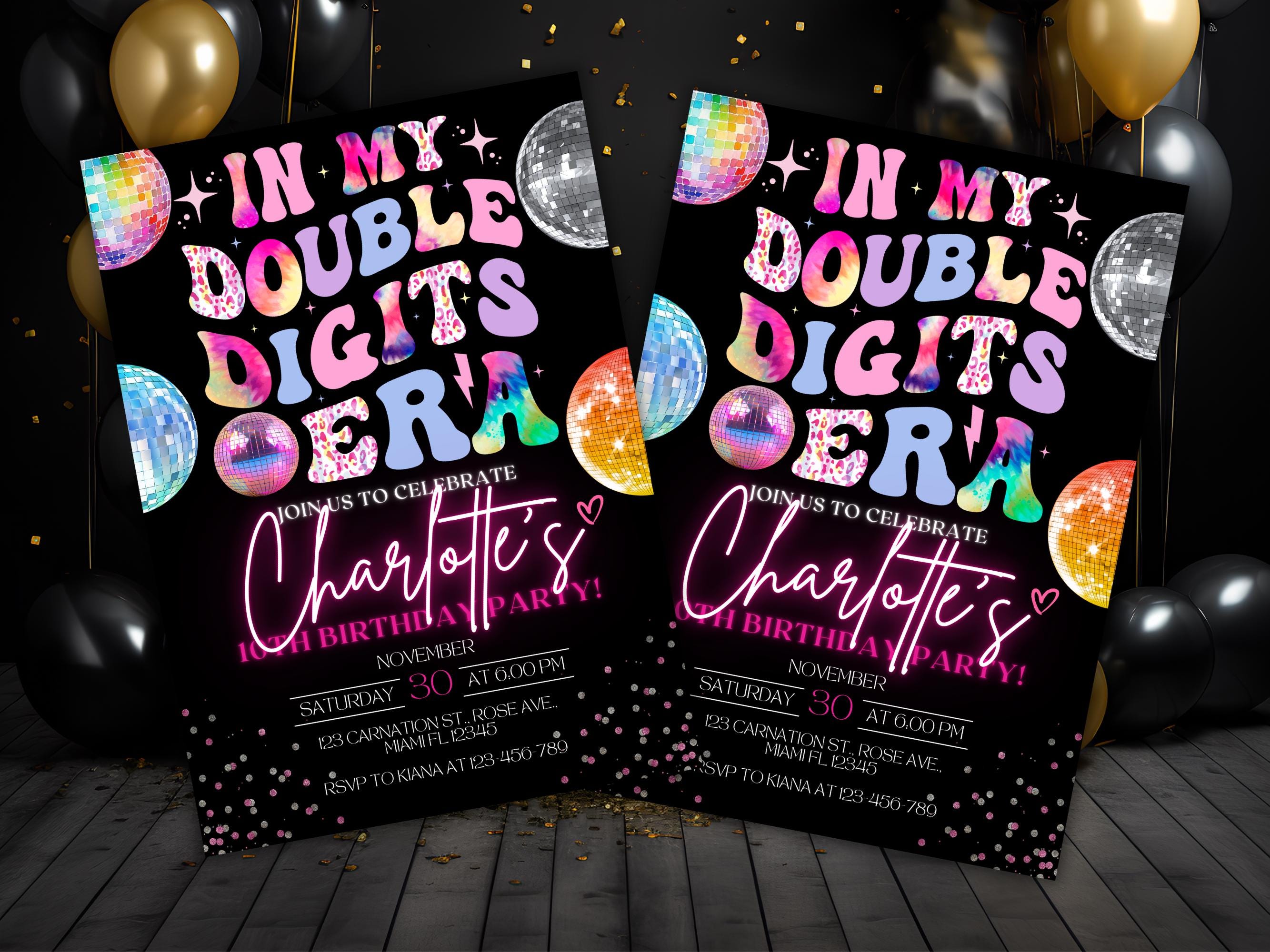 Editable in My Double Digits Era Invitation, Double Digits Era ...