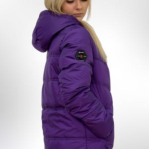 Purple Puffer Jacket Women Puffy Hooded Coat Waterproof and Windproof ...