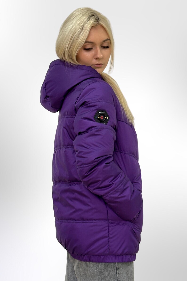 Purple Puffer Jacket Women Puffy Hooded Coat Waterproof and Windproof ...