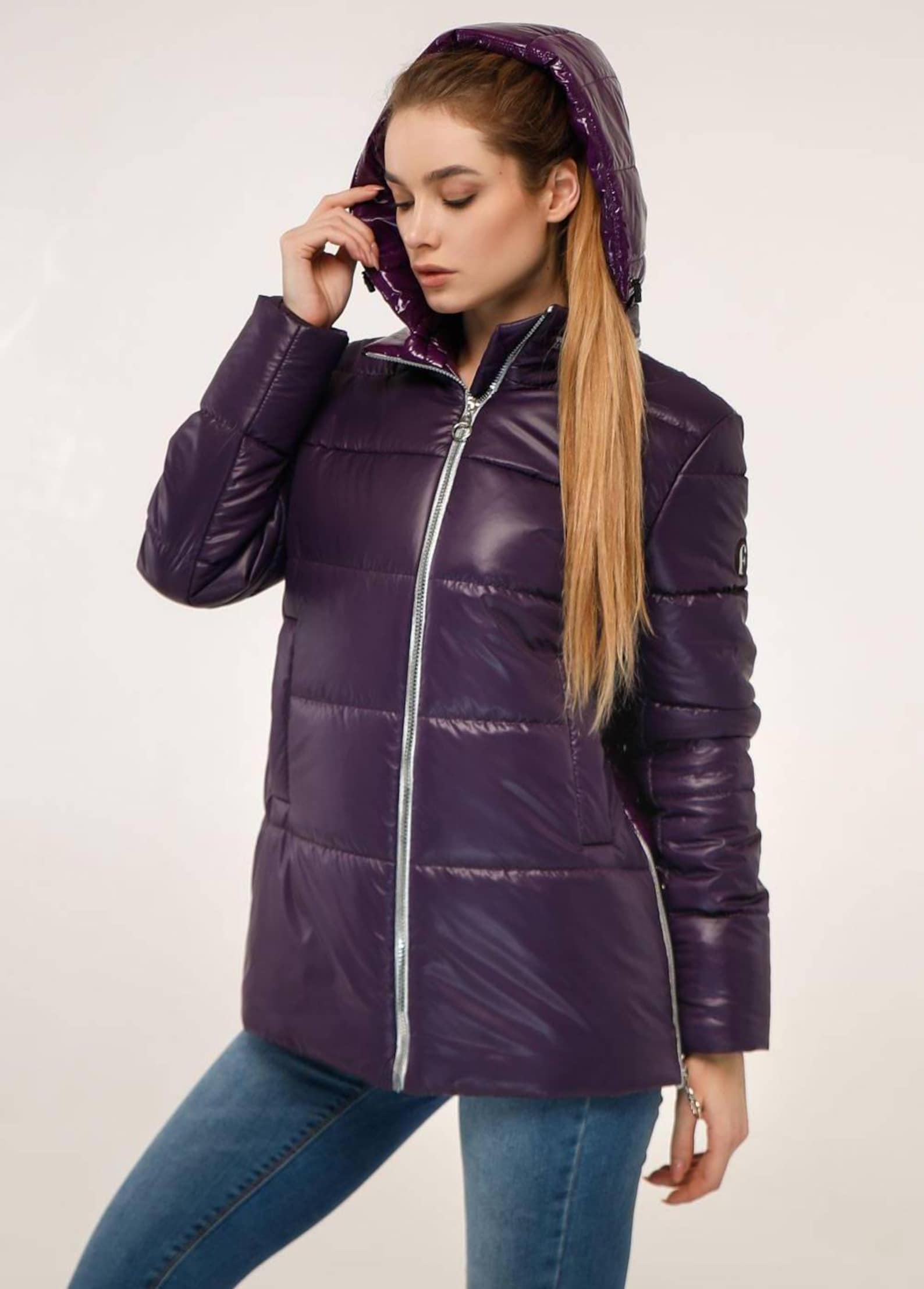 Purple Puffer Jacket Womens Quilted Puffy Down Coat Куртка В-1272 Лак ...