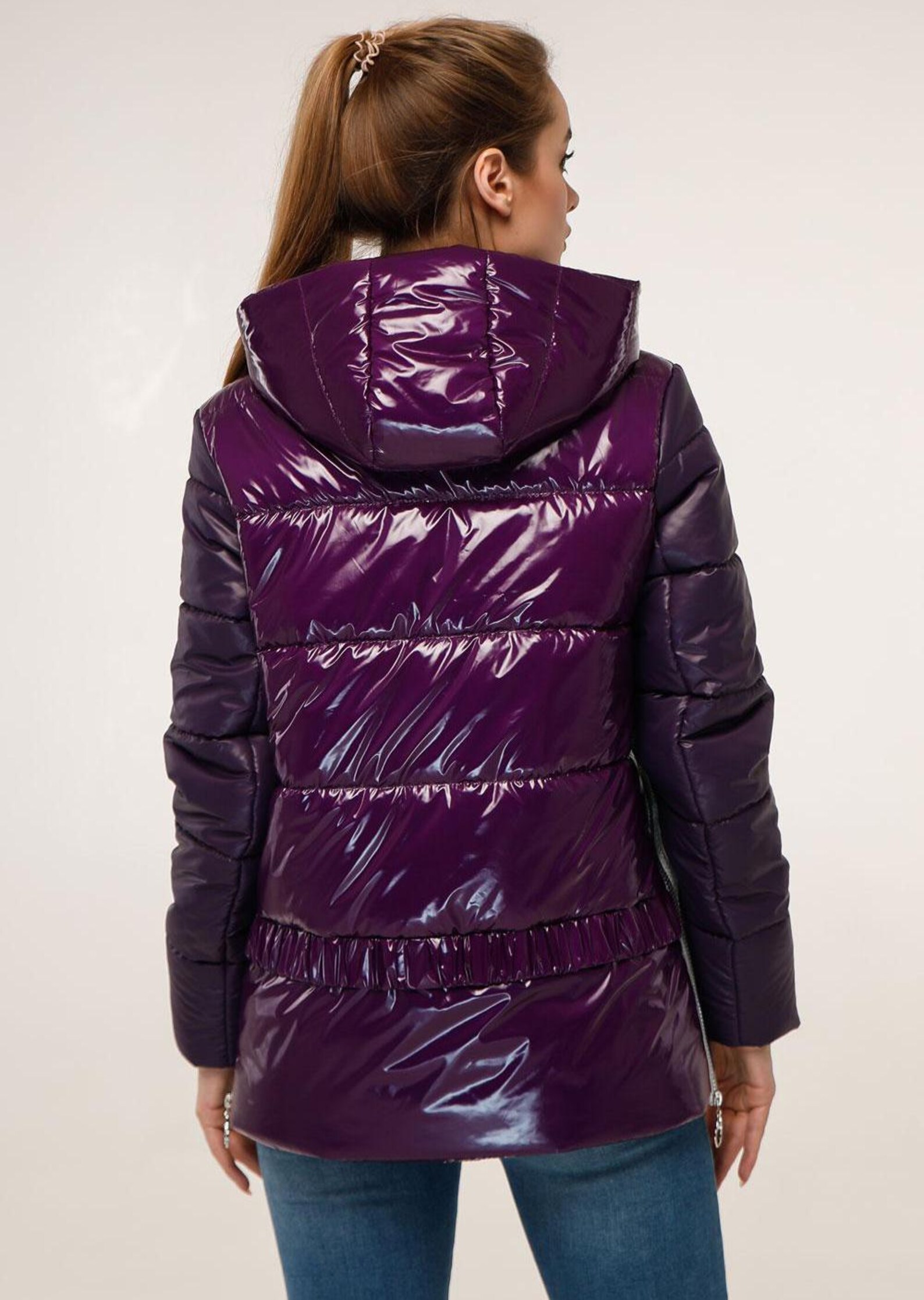Purple Puffer Jacket Womens Quilted Puffy Down Coat Куртка В-1272 Лак ...