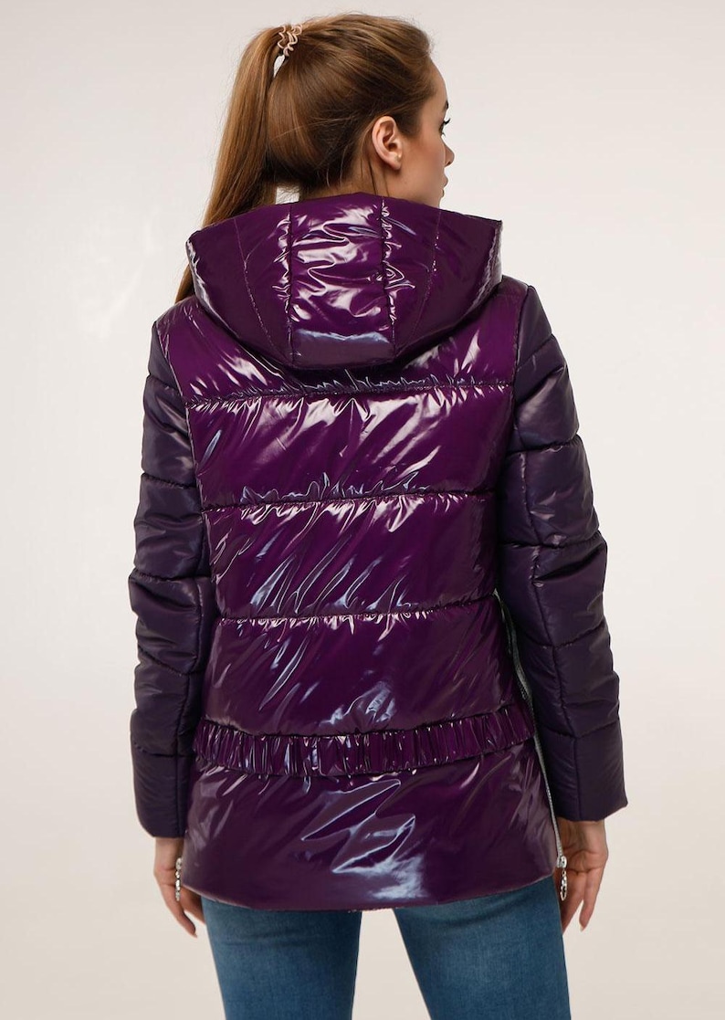Purple Puffer Jacket Womens Quilted Puffy Down Coat Куртка В-1272 Лак ...