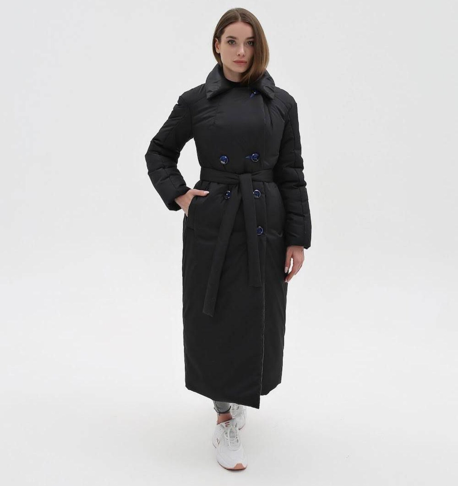 Black Maxi Puffer Coat: Belted Winter Trench, Water-resistant - Etsy