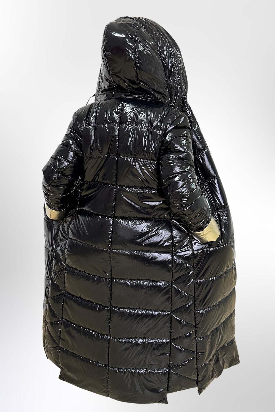 Shiny Long Windproof and Waterproof Puffer Coat Пуховик ПВ-1202 Лак Тон ...