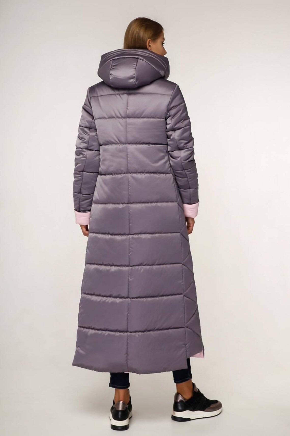 Purple Pink Long Puffer Coat With Hood Women Waterproof and Windproof ...
