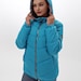 Blue Puffer Jacket Women Turquoise Puffy Hooded Coat Waterproof and ...