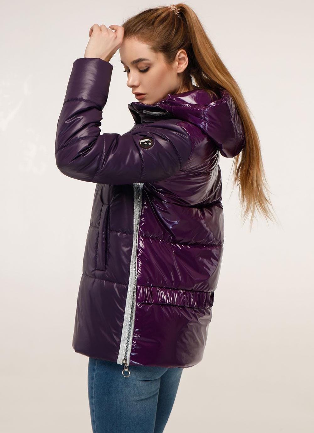 Purple Puffer Jacket Womens Quilted Puffy Down Coat Куртка В-1272 Лак ...