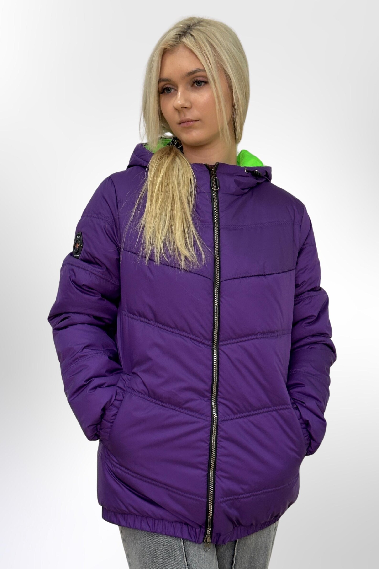 Purple Puffer Jacket Women Puffy Hooded Coat Waterproof and Windproof ...