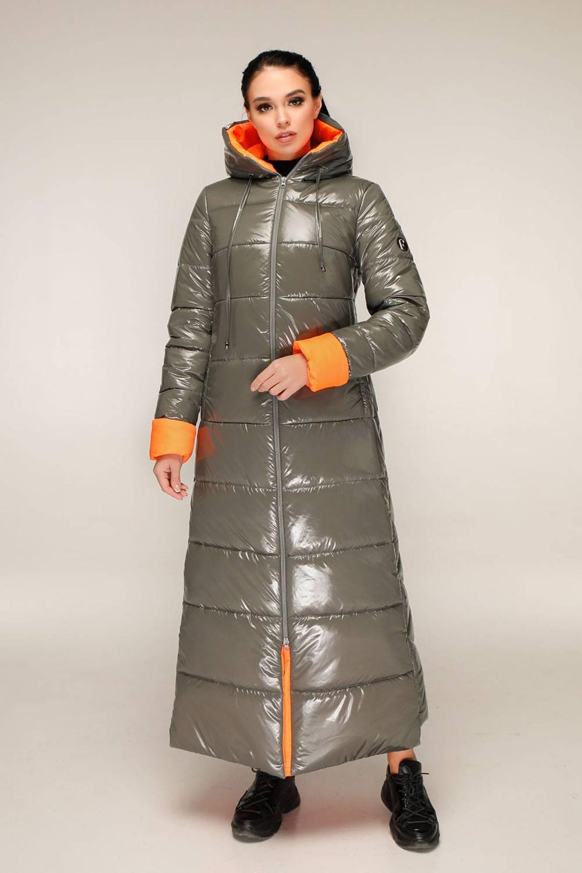 Waterproof Hooded Puffer Coat: Army Green Maxi Winter Jacket - Etsy