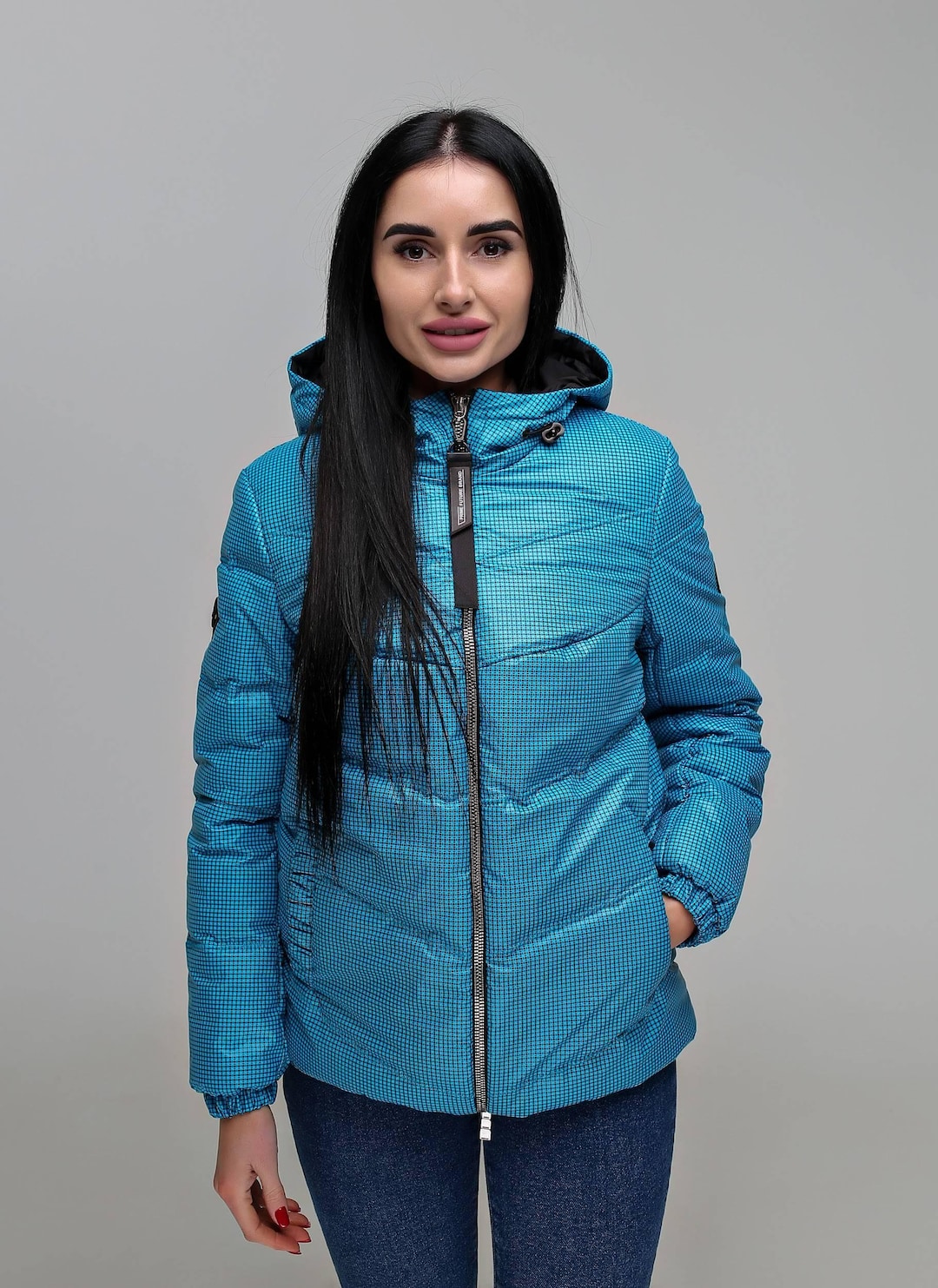 Blue Puffer Jacket Women Puffy Hooded Coat Waterproof and Windproof ...