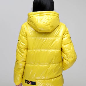 Yellow Quilted Puffer Jacket: Women's Waterproof Hooded Coat - Etsy