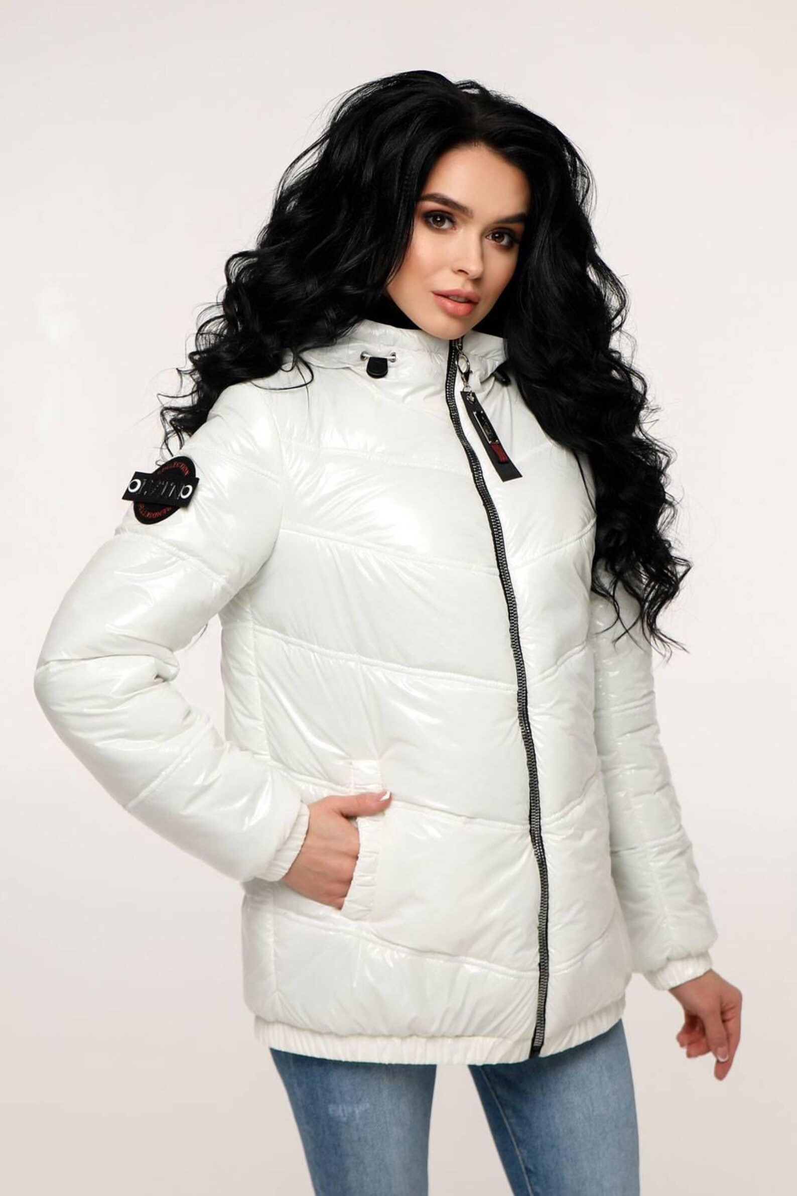Ivory Puffer Jacket Women White Puffy Hooded Coat Waterproof and ...