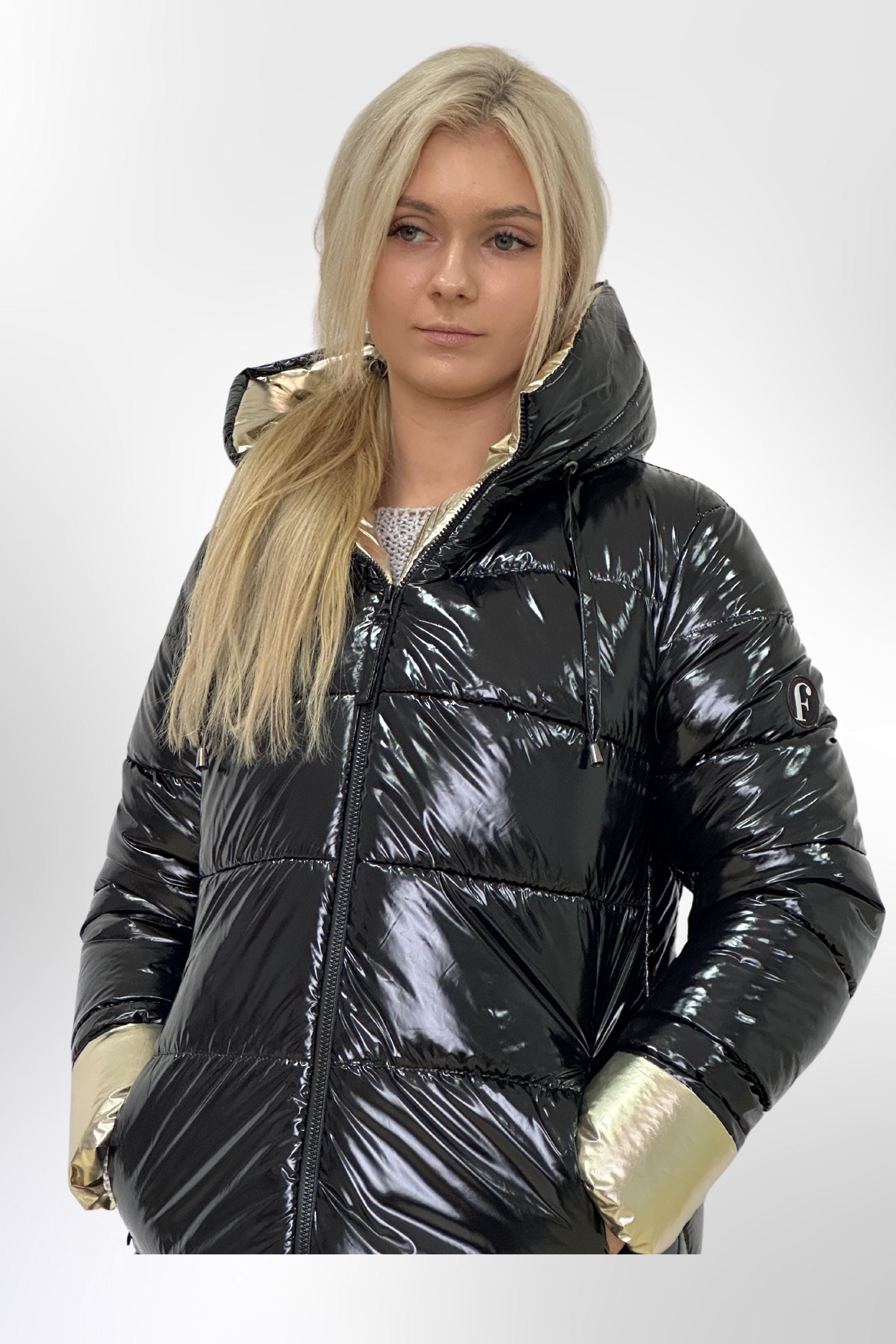 Shiny Long Windproof and Waterproof Puffer Coat Пуховик ПВ-1202 Лак Тон ...