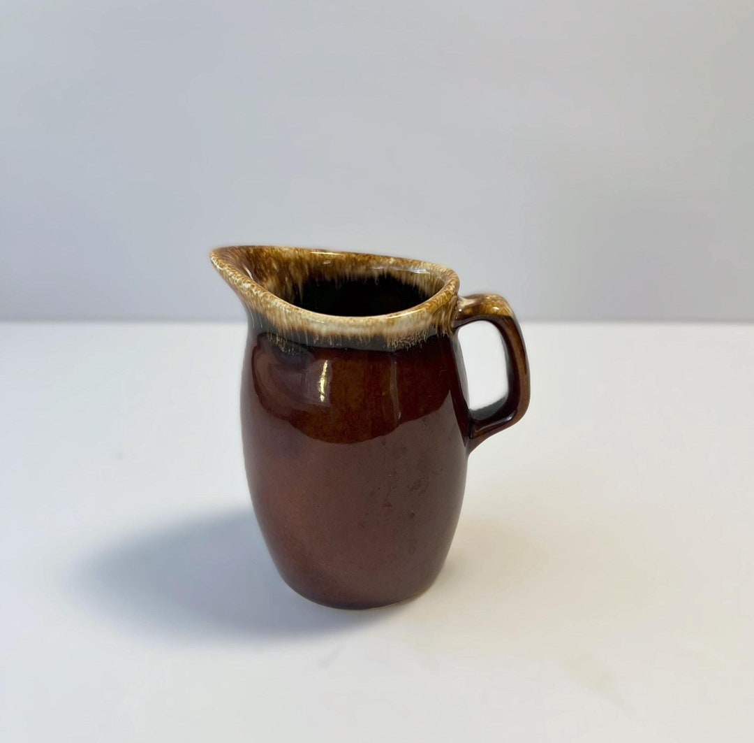 Vintage Hull USA Oven Proof Brown Drip Creamer Pitcher MCM Pottery ...