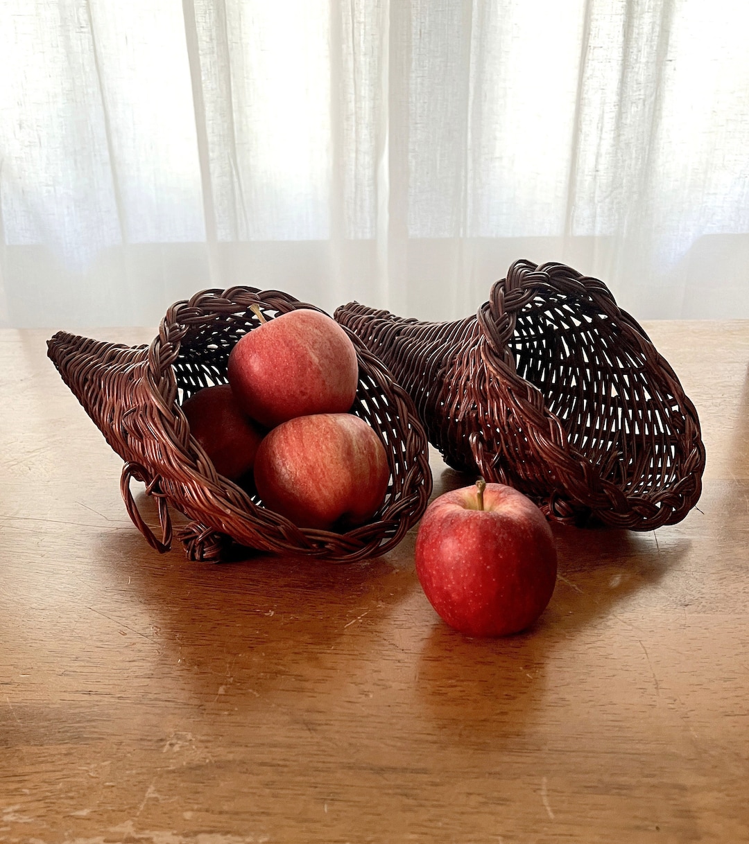 Pair of Vintage Cornucopia Baskets Autumn Fall Holiday Decor ...