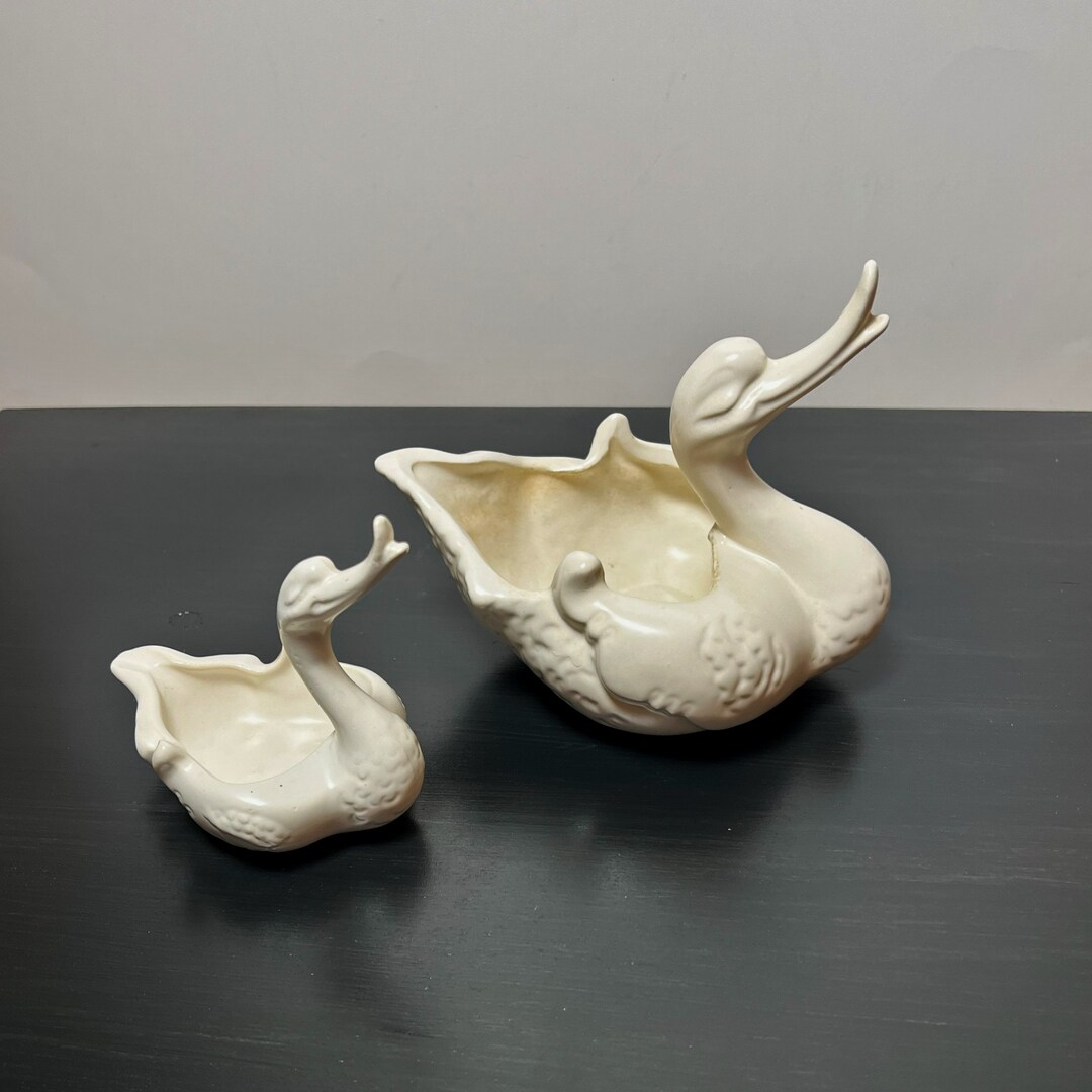 Vintage Hull Pottery Swan Planter Bowls Mid Century Ceramics Imperial ...