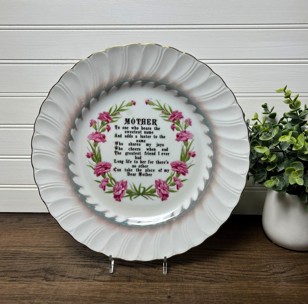 Vintage Mother Blessing Poem Collectible Plate Gift for Mom Pink ...