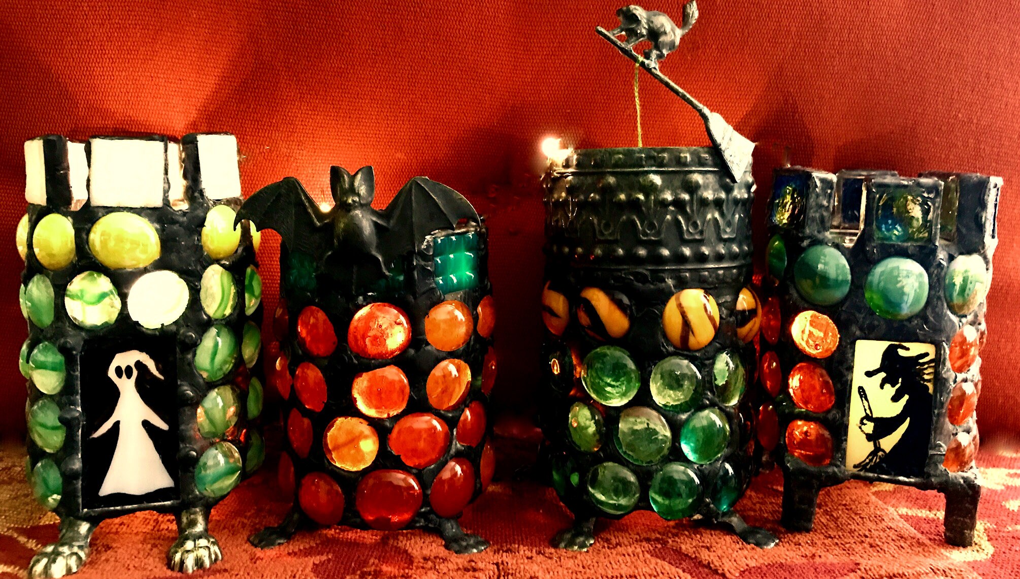 Gothic Stained Glass Mosaic Painted Witch Castle Candle Holder | Etsy