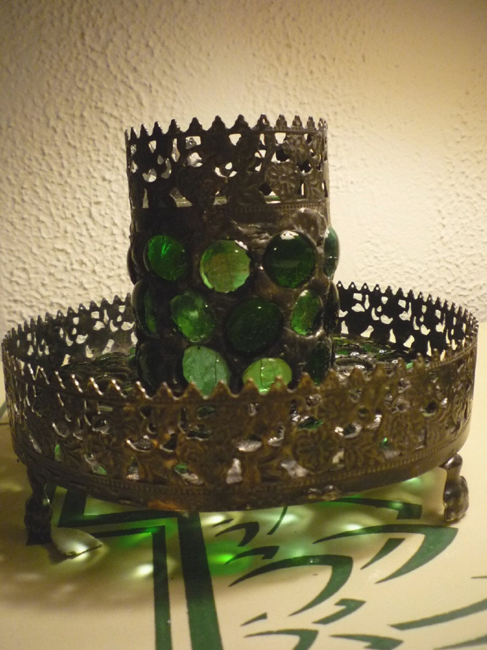 Ornate Gothic Green Stained Glass Mosaic Smudge Pot / Storage - Etsy