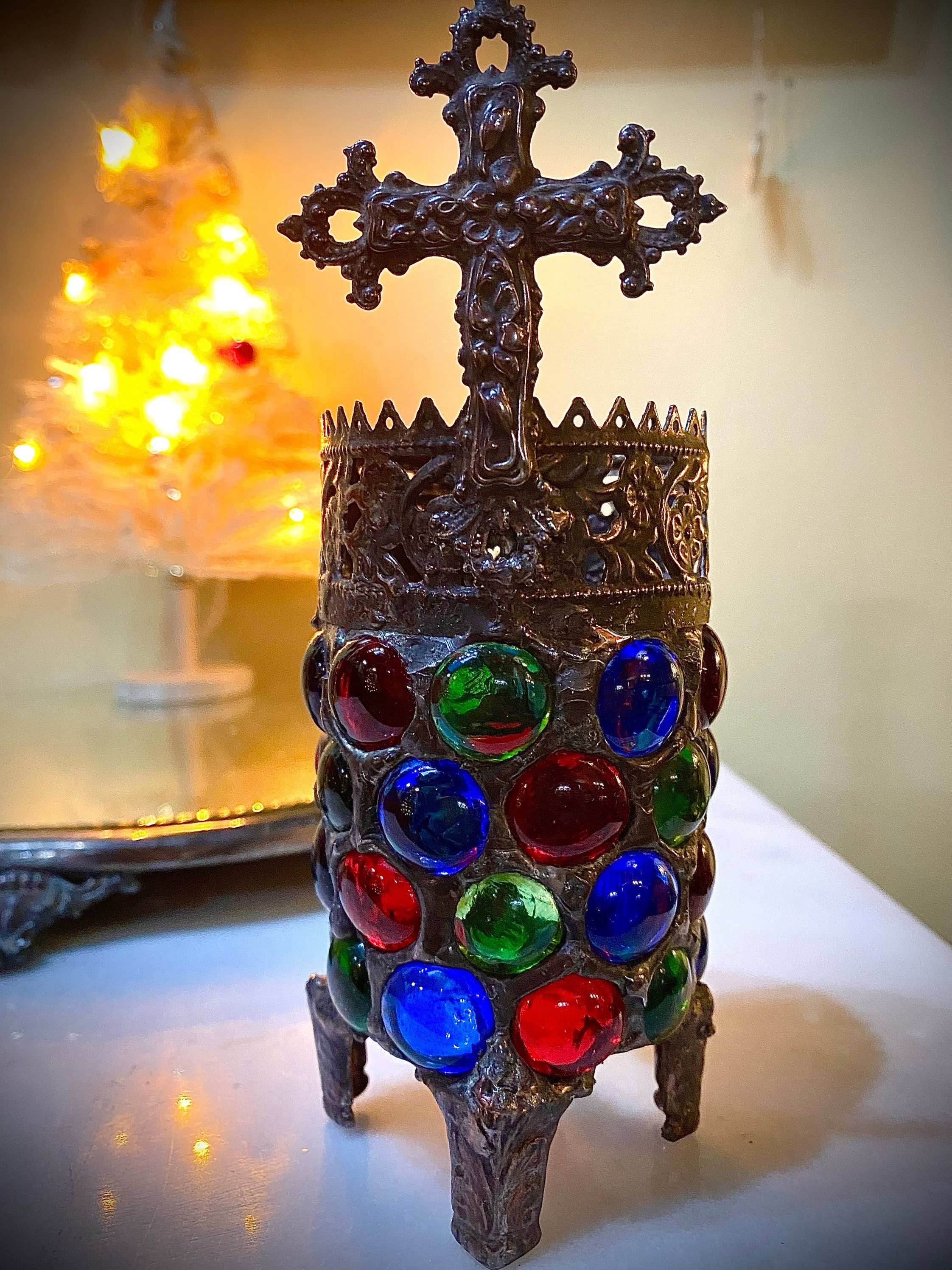 Victorian Gothic Cross Footed Mosaic Stained Glass | Etsy