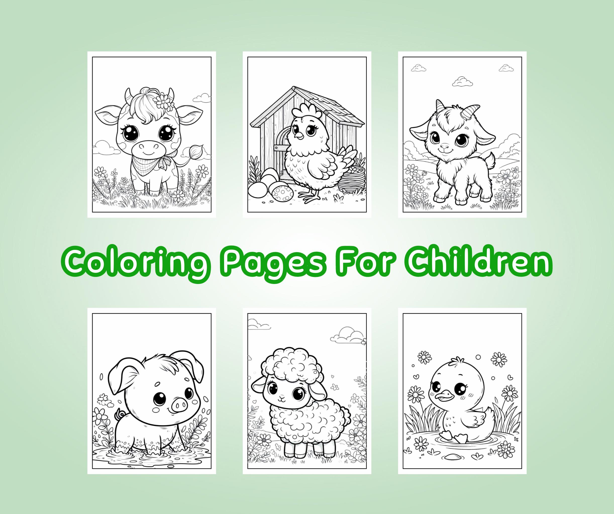 Farm Animal Coloring Pages for Kids 35 Pages of Fun and Creativity ...