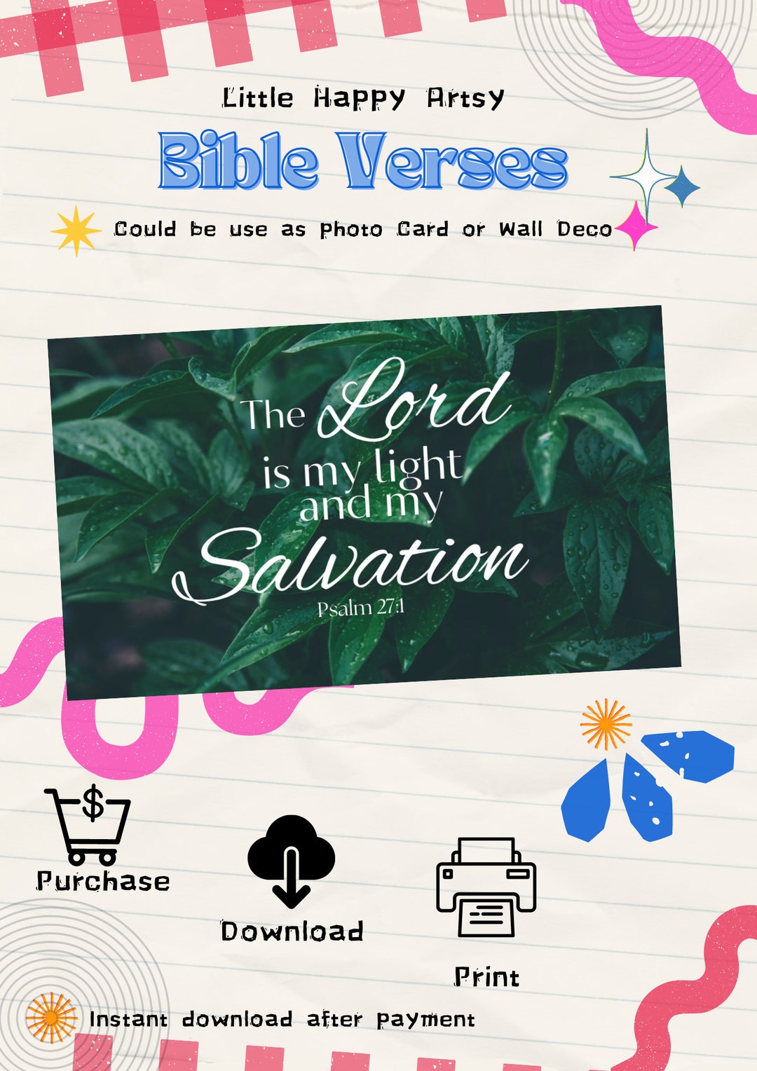 Bible Verses Printable psalm 27:1 - Etsy