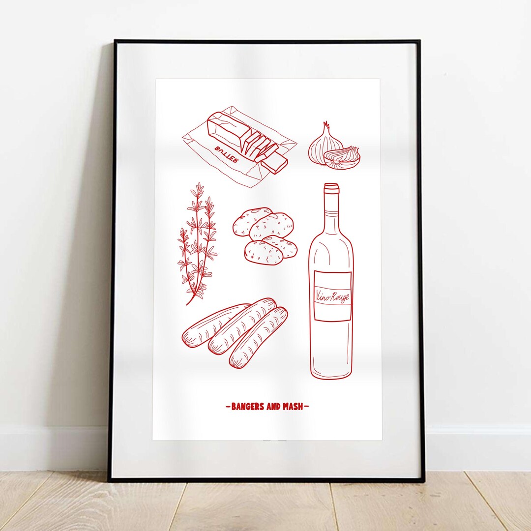 Recipe Print 'bangers and Mash' Print / Poster - Etsy