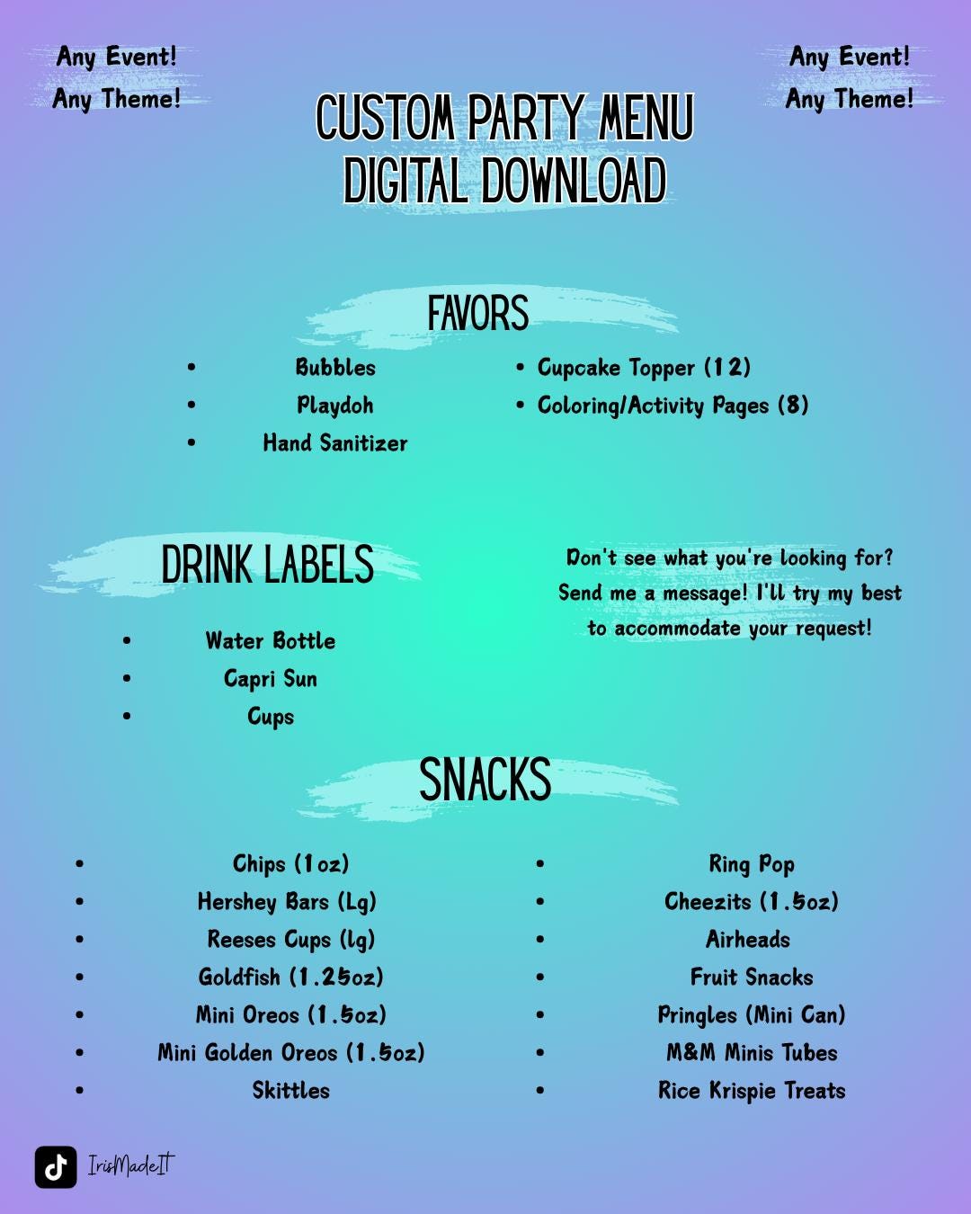 Custom Digital Party Favor Design 7 File Bundle | Personalized ...
