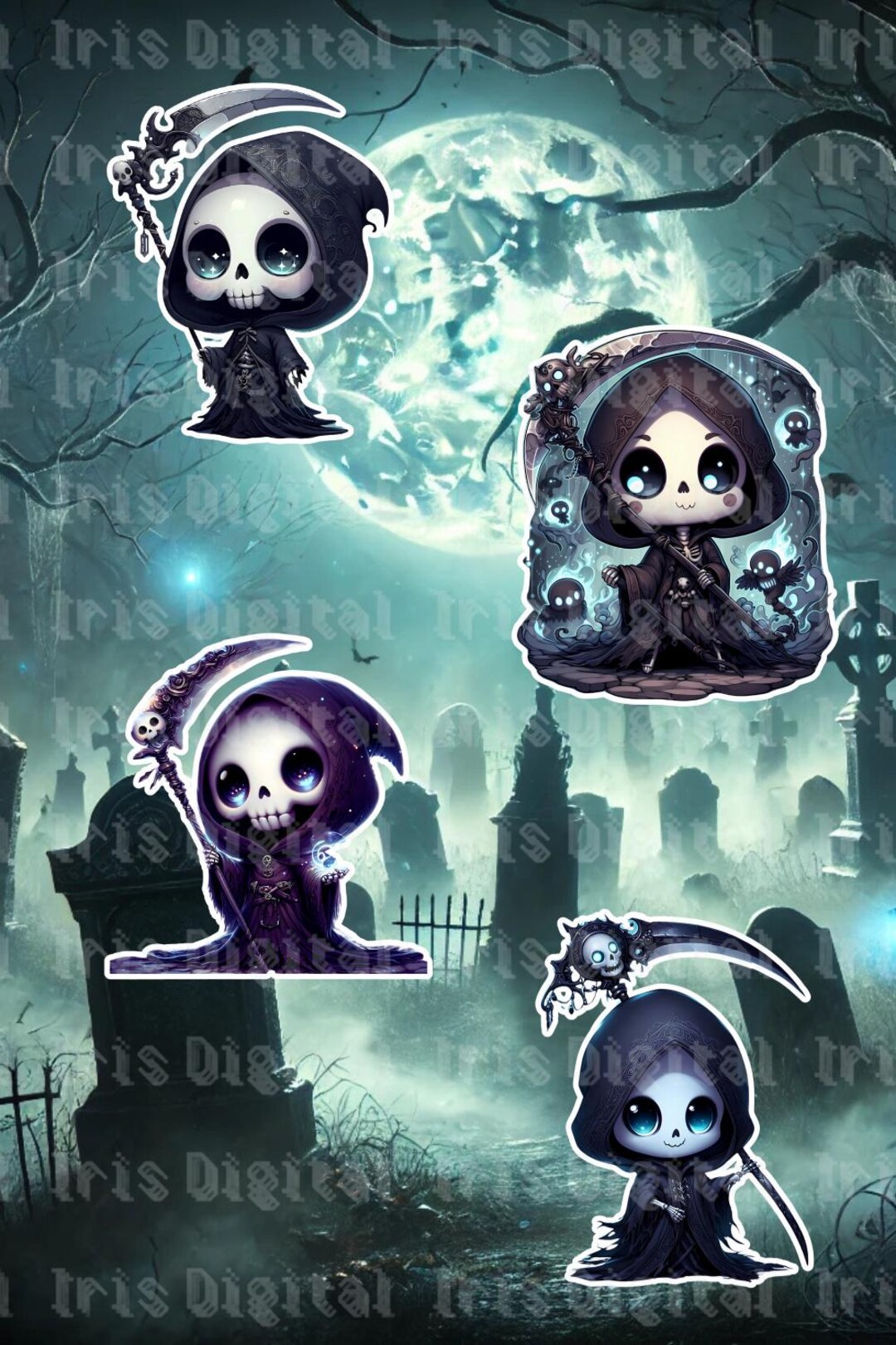 Chibi Dark Fantasy Digital Stickers, High Quality Pngs for Goodnotes ...