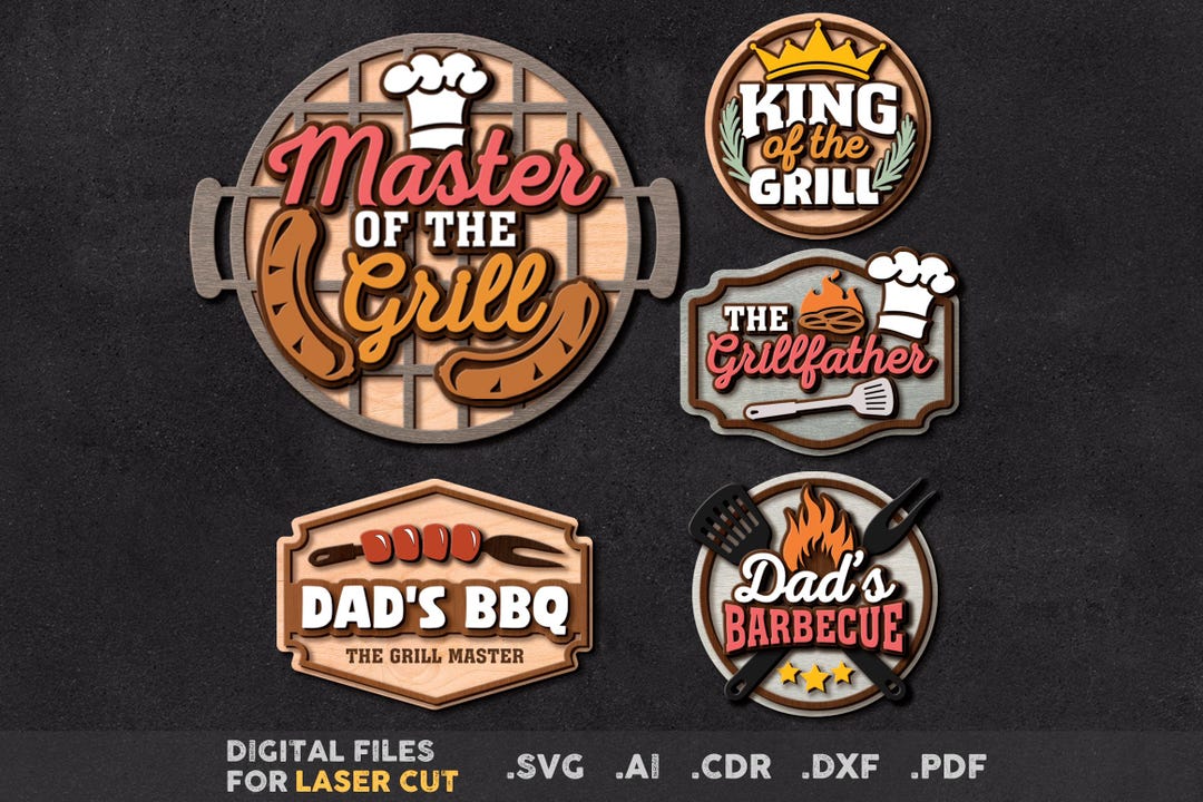 Barbecue Bundle SVG Laser Cut File, Father's Day, BBQ, King of the Grill, Gift for Dad - Etsy