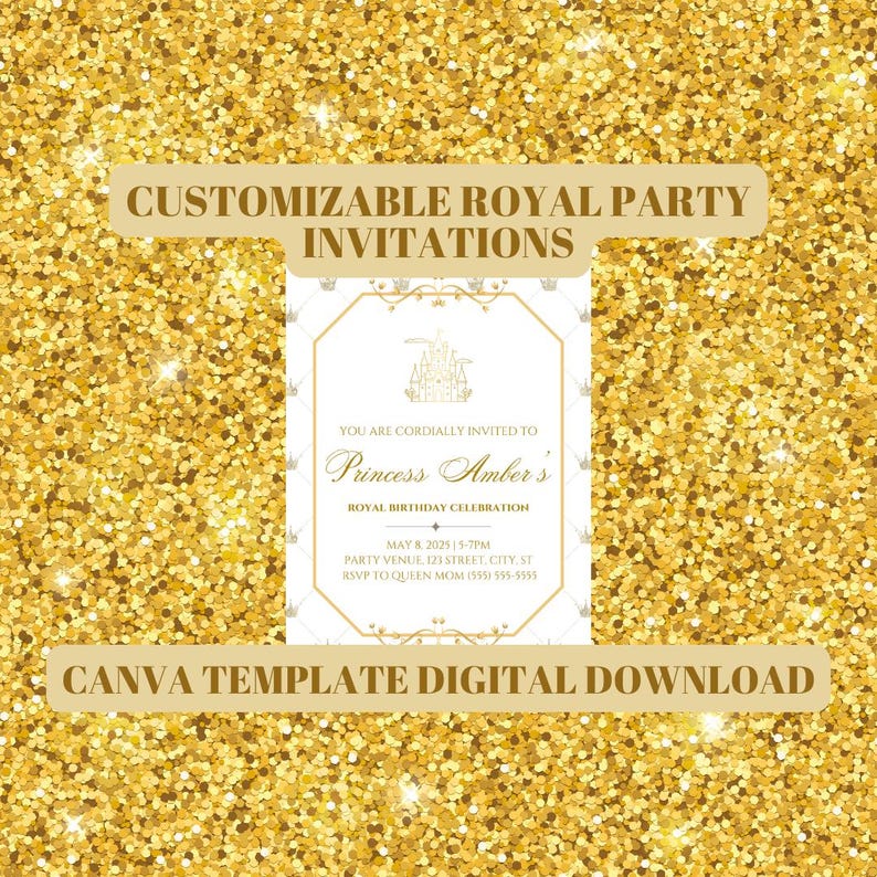 Customizable Royal Party Invitation - Canva Template Digital Download ...