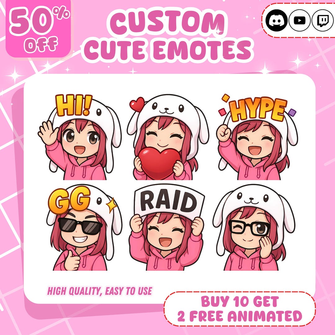Custom Twitch Emotes or Kick Emotes | Cute Chibi Anime Style | Twitch ...