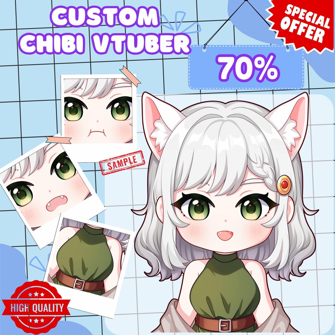 Custom Chibi Vtuber Chibi Vtuber, Pngtuber, Vtuber Assets, Fully Rigged ...