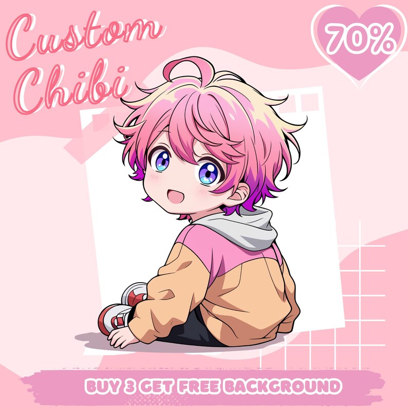 Custom Anime Potrait, Cute Chibi Character, Couple Potrait, Family ...