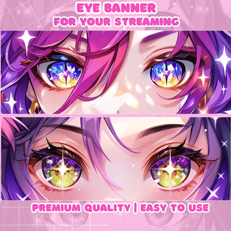 Custom Anime Eye Banner | Twitch & Vtuber Stream Overlay (PNG + PSD) - Etsy