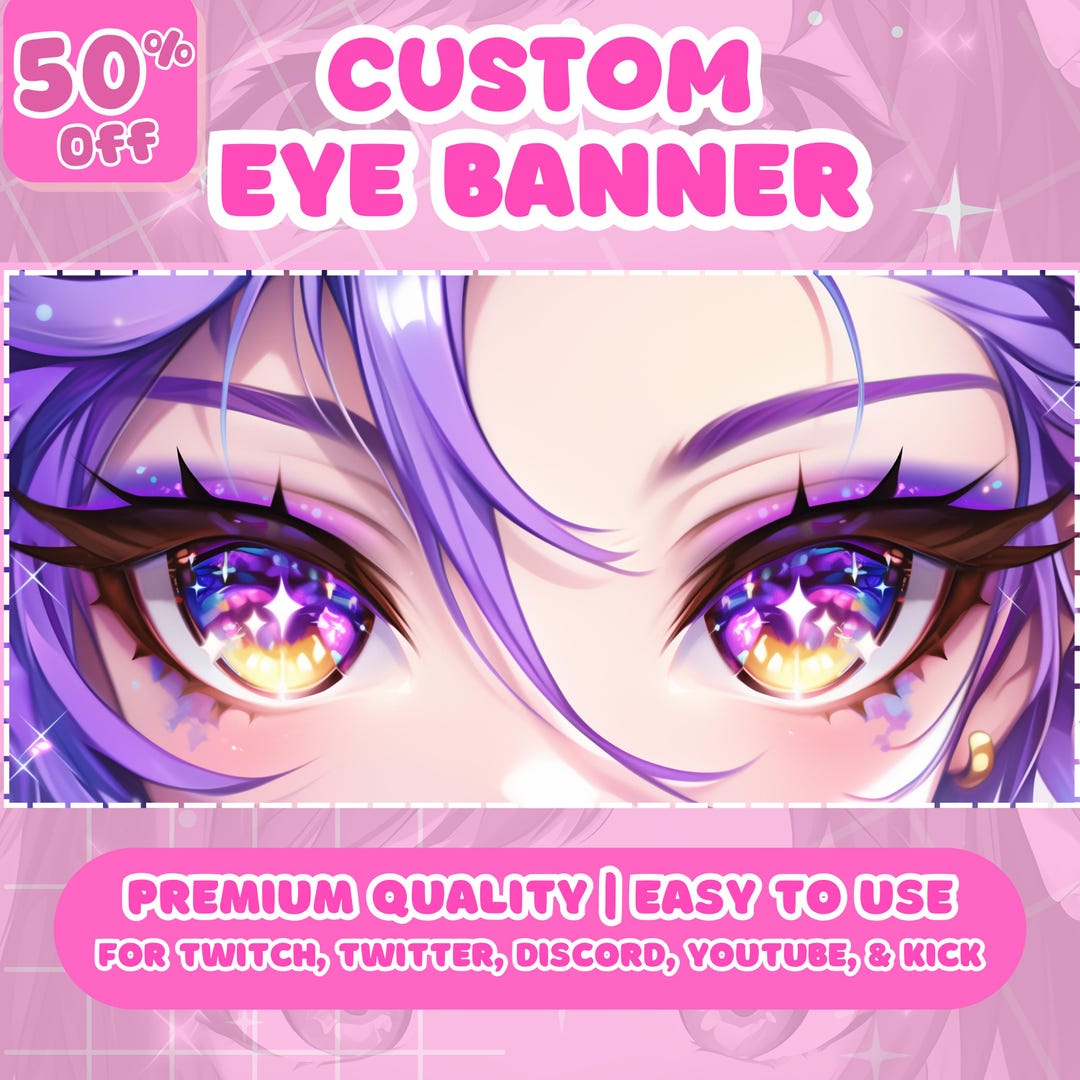 Custom Anime Eye Banner | Twitch & Vtuber Stream Overlay (PNG + PSD) - Etsy