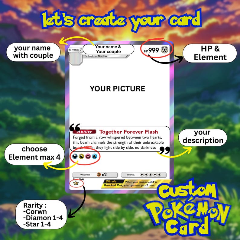 Custom Pokemon Card/personalized TCG Pokemon Gift/digital Pokemon Card ...