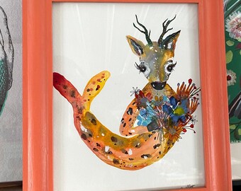 Boho Mermaid Wall Art, Colorful Folk Art Painting Print, Boho Mermaid ...